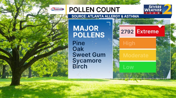 Pollen count surges to extreme as temperatures rise in metro Atlanta area