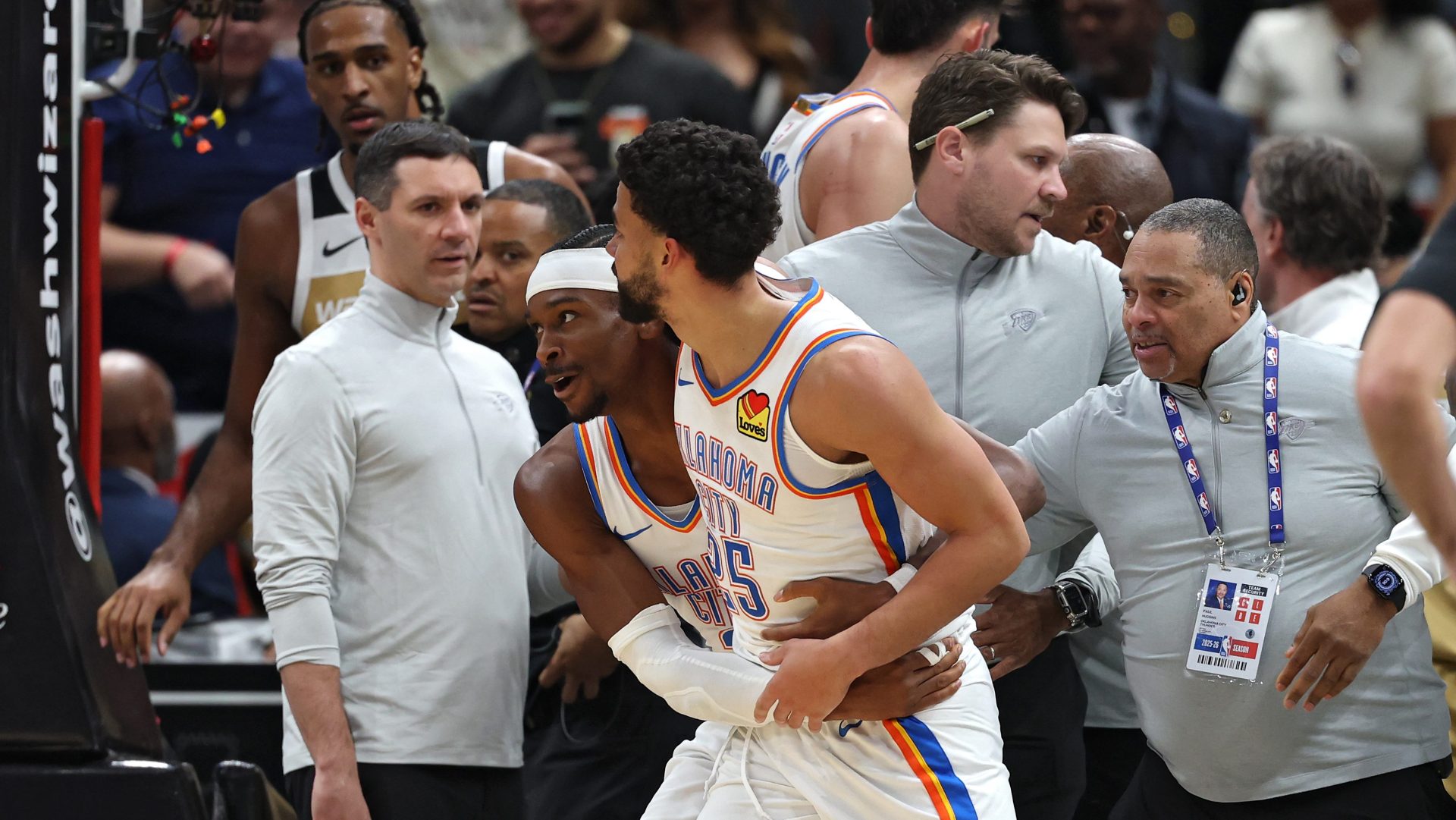 NBA hands down suspensions after wild Thunder-Wizards fight spills into ...