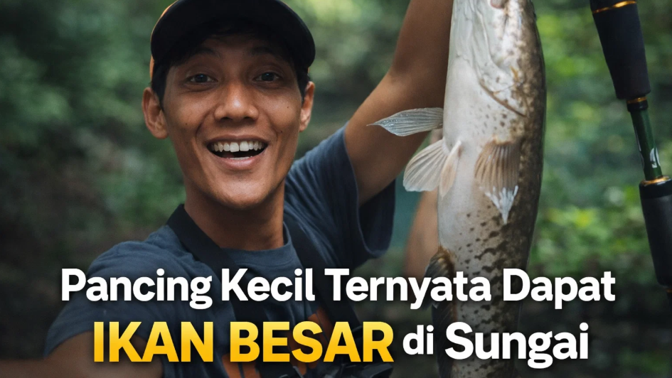 Pancing kecil ternyata dapat ikan besar di sungai