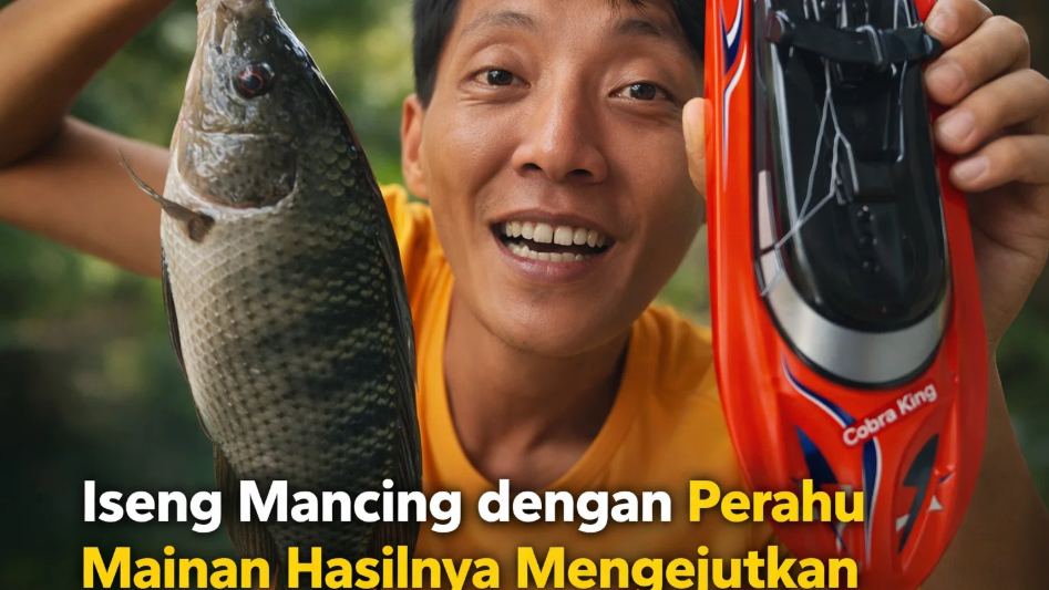 Iseng mancing dengan perahu mainan hasilnya mengejutkan