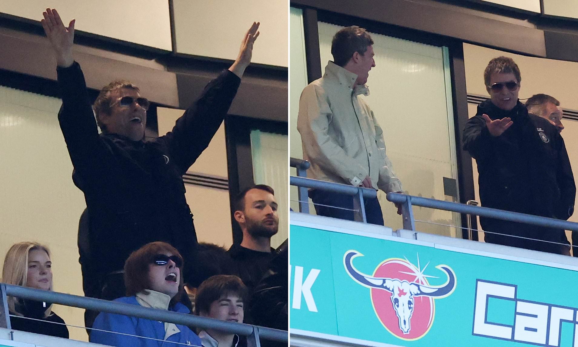 Smile away! Liam and Noel Gallagher reunite for Manchester City's ...