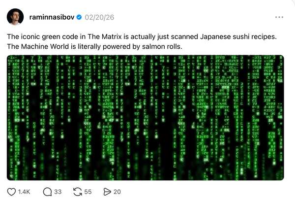'The Matrix' green code was inspired by sushi recipes. That's not the ...
