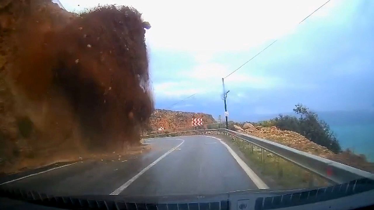 Driver survives being buried by sudden landslide in Turkey