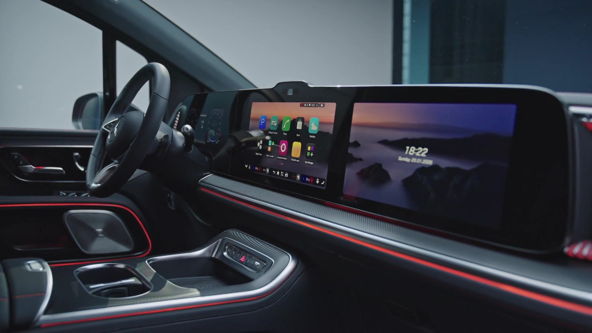 The new Mercedes-Benz VLE 400 4MATIC electric in Patagonia red interior ...