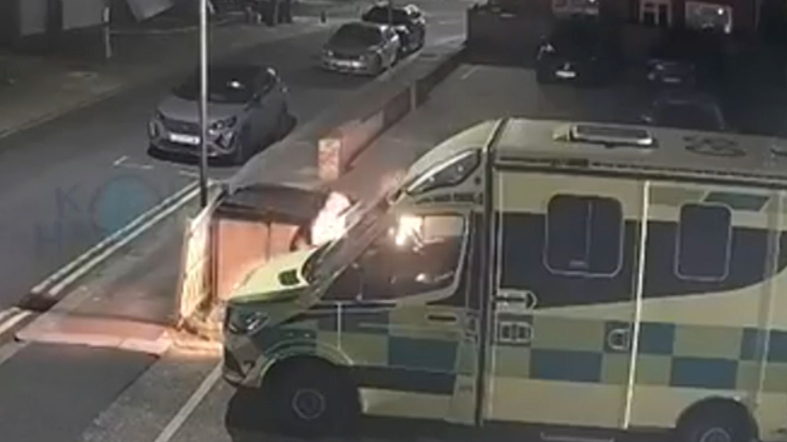 Suspects seen setting ambulance on fire in 'antisemitic attack'