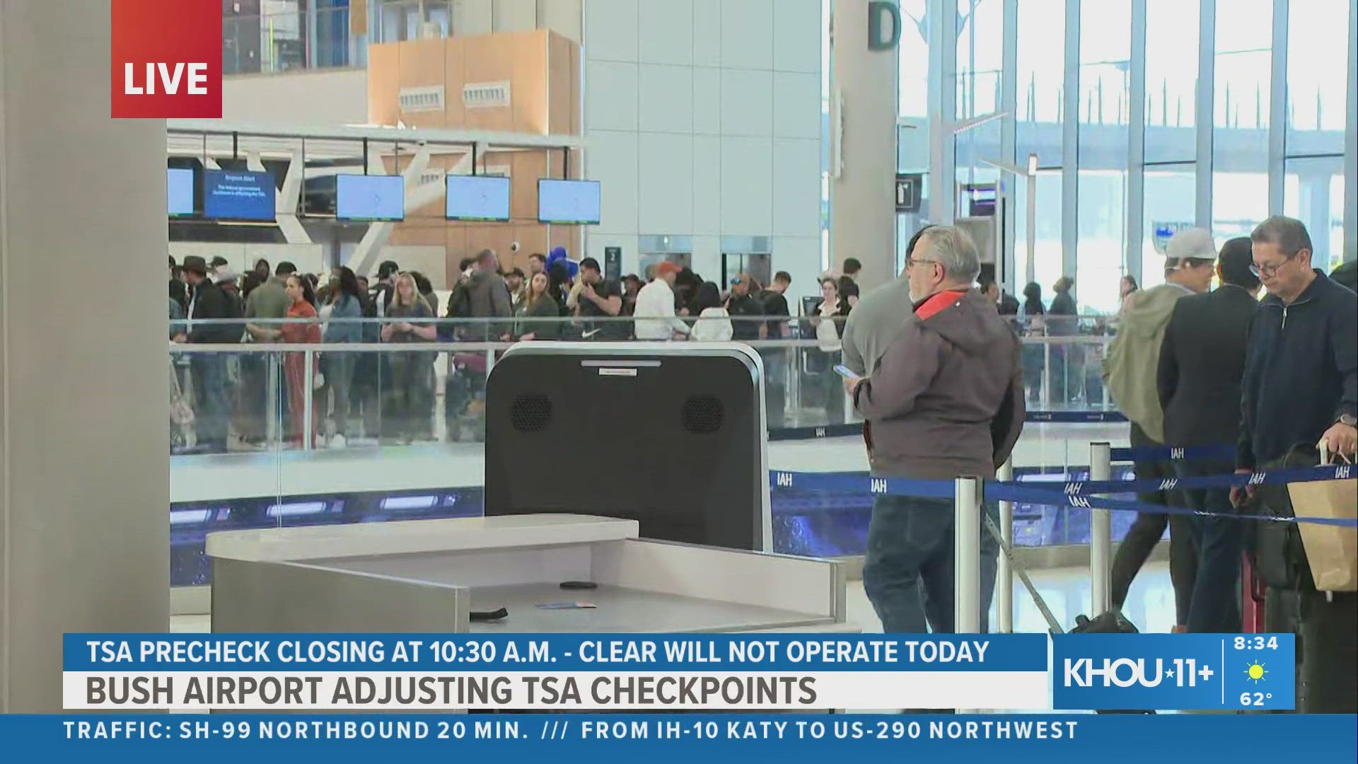 TSA delays at Bush Airport as lines stretch outside terminals