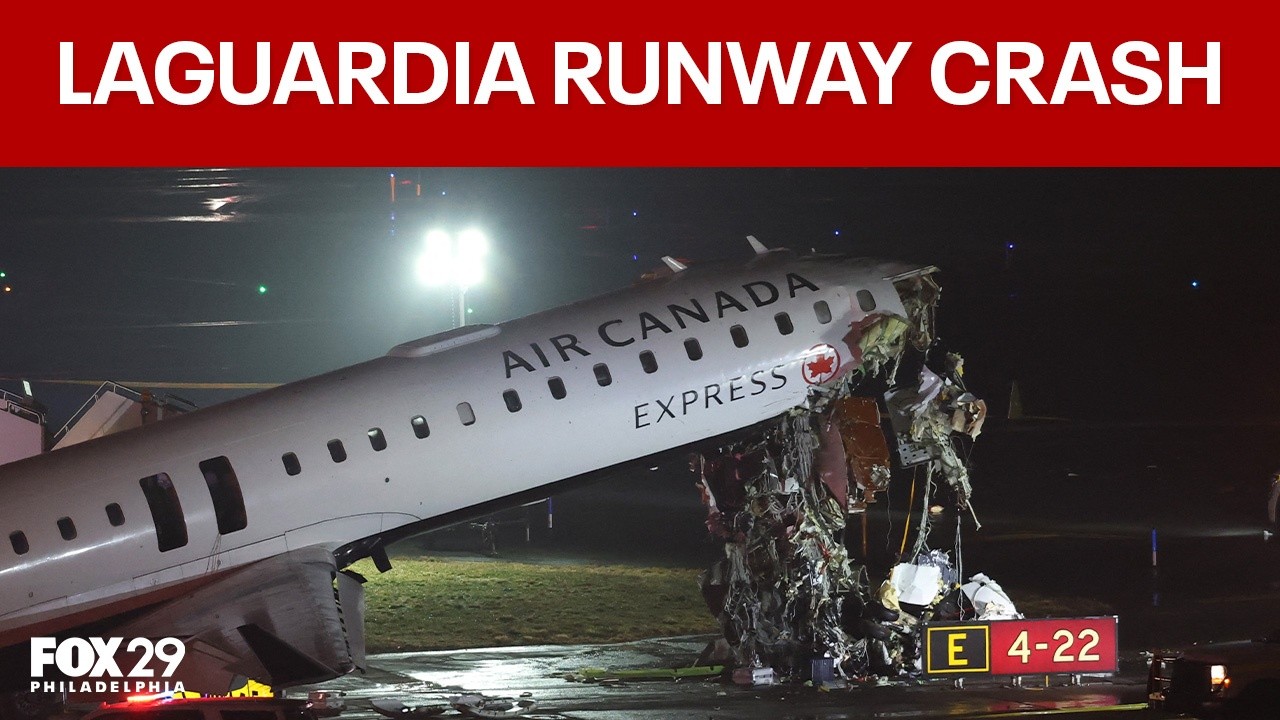 LaGuardia runway crash: 2 dead in Air Canada plane collision with fire ...