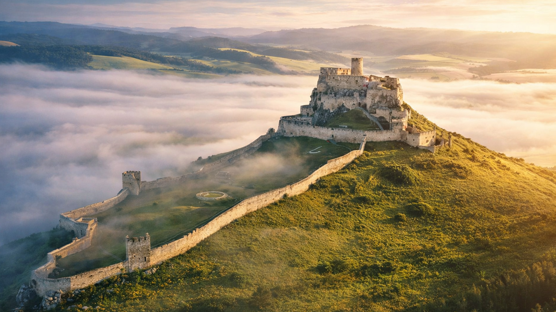 El castillo en la cima que domina toda la colina