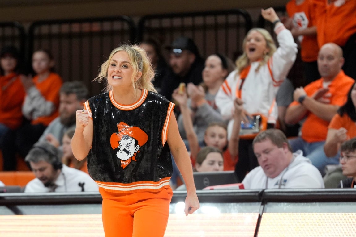Oklahoma State women's basketball coach Jacie Hoyt, in photos