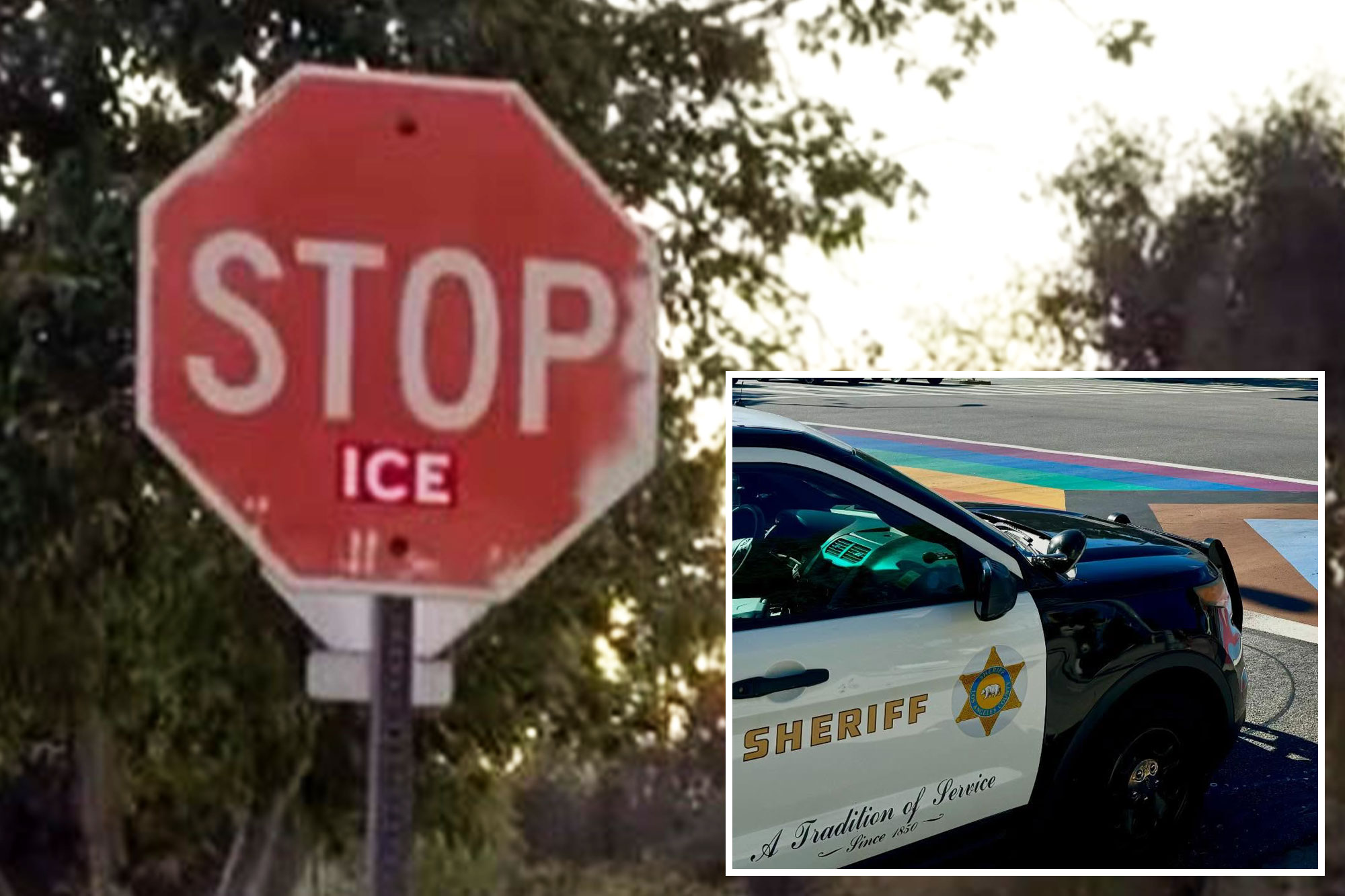 West Hollywood cops spark fury after changing stop signs to read 'Stop ICE'