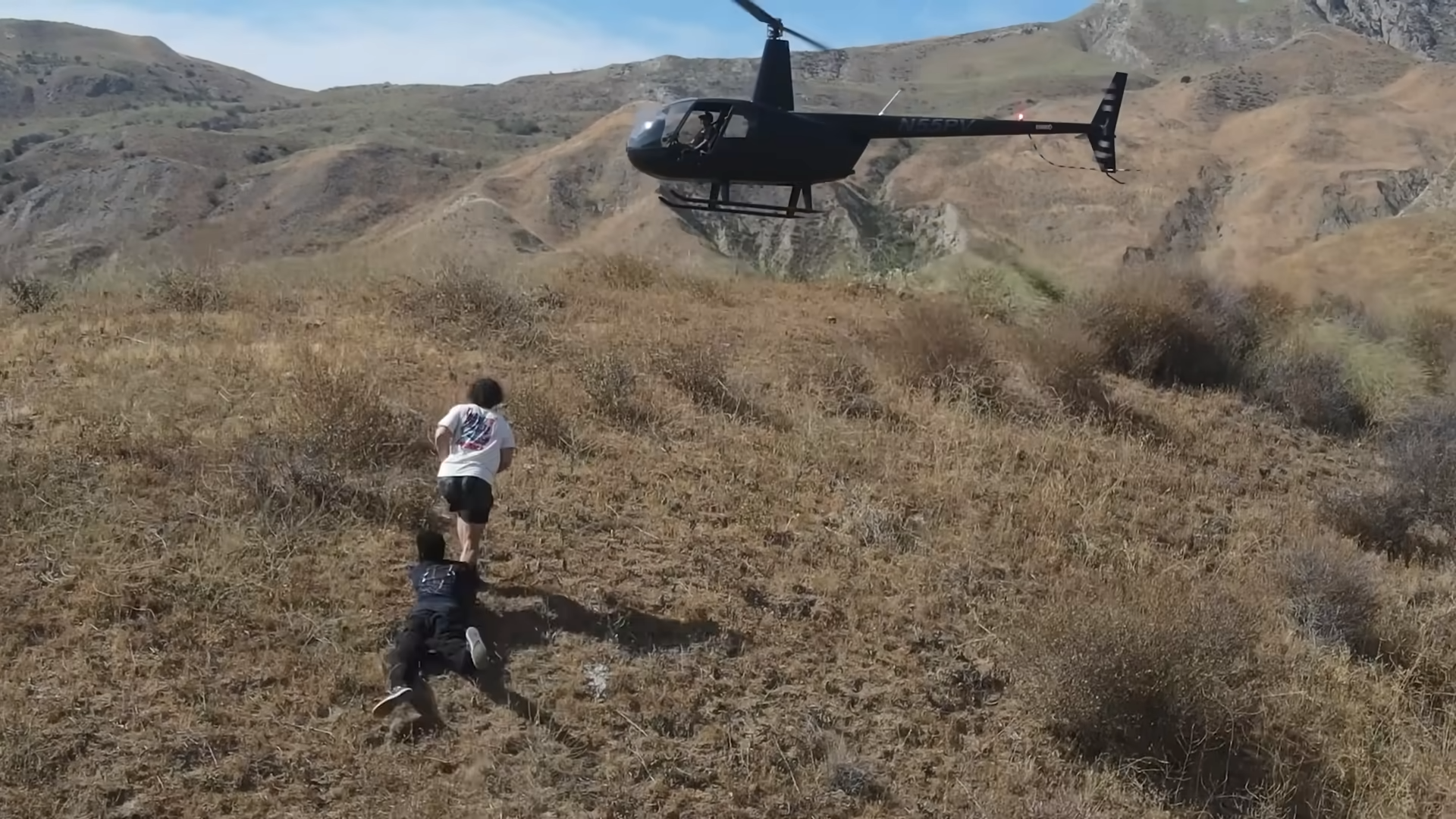 Watch what happens when 5 people race for 1 helicopter