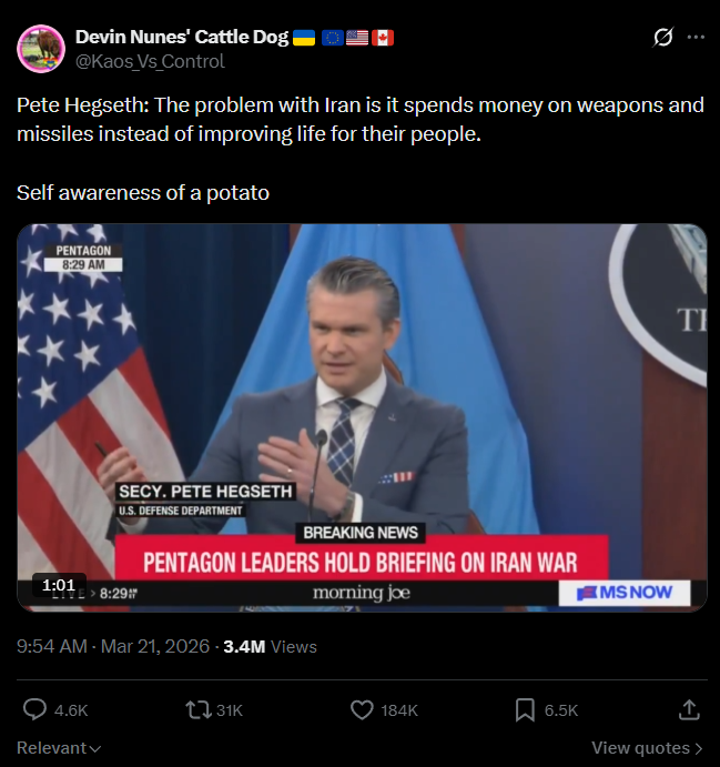 Pete Hegseth lectures Iran on spending money on weapons while waging ...