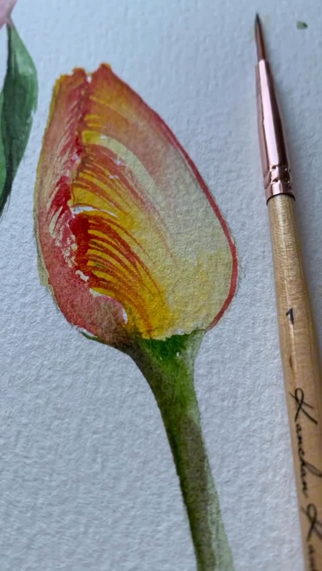 This watercolor petal comes alive with just a few strokes