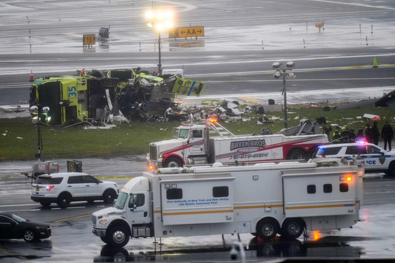 Air Canada plane and fire truck cleared by controller to cross runway ...
