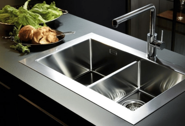 Kitchen sink drain: The kitchen sink is clogged, this way the waste ...