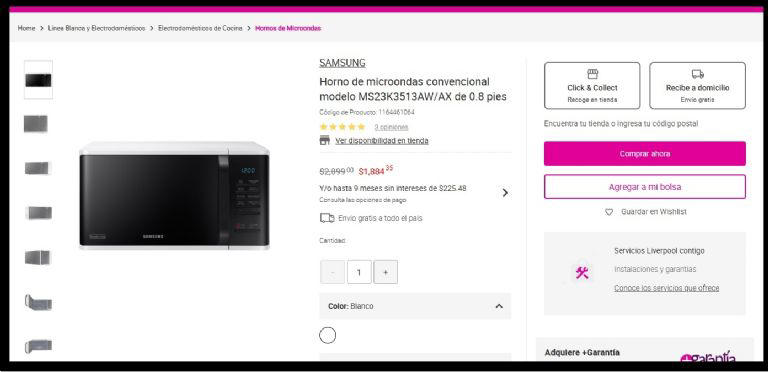 Liverpool rebaja horno de microondas Samsung Quick Defrost: oferta limitada