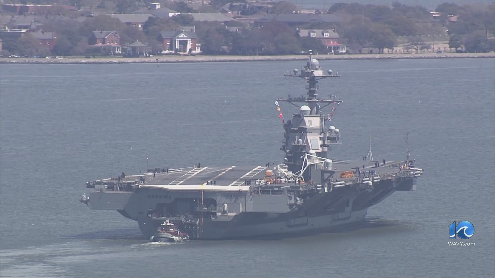 USS Gerald R Ford arrives in Souda Bay for repairs