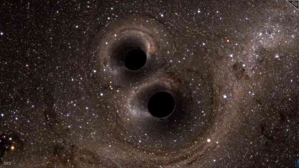 Watch these two black holes crash into each other