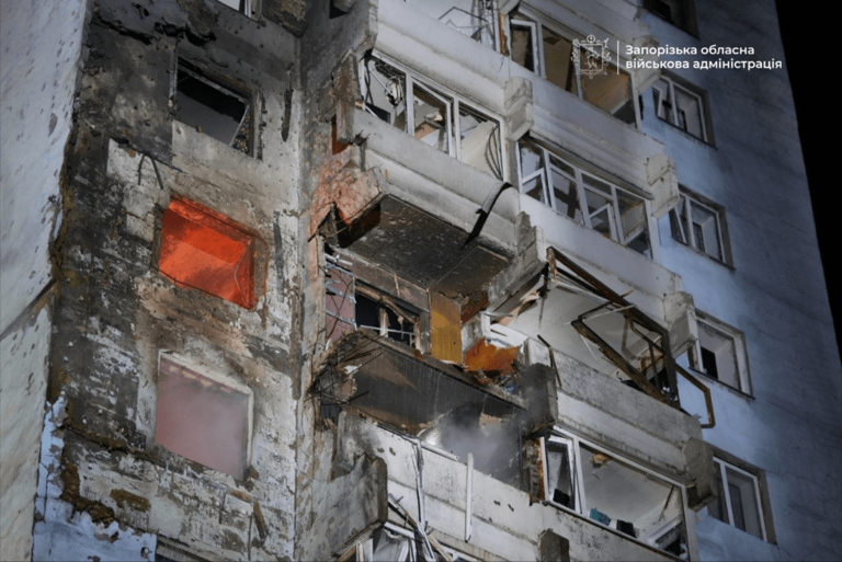 Russian drone hits residential high-rise in Zaporizhzhia, fires and ...