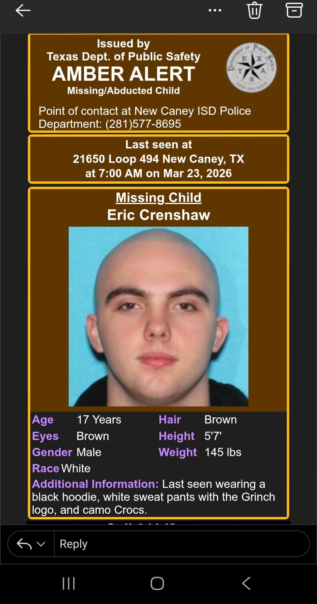 Update: Missing 17-year-old in New Caney found, according to police