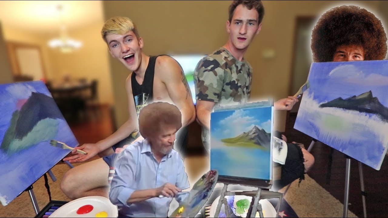 Watch what happens when friends attempt a Bob Ross painting tutorial