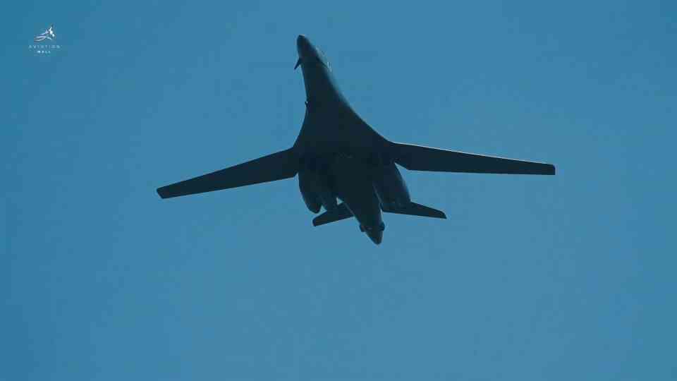 B-1B Lancer heavy bombers dominate the sky at Aero India