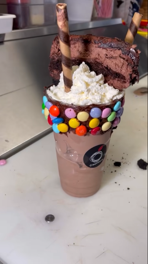 I made a milkshake with a whole slice of chocolate cake