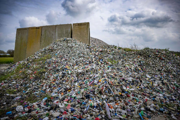 Huge piles of plastic waste dumped on disused WWII airfield
