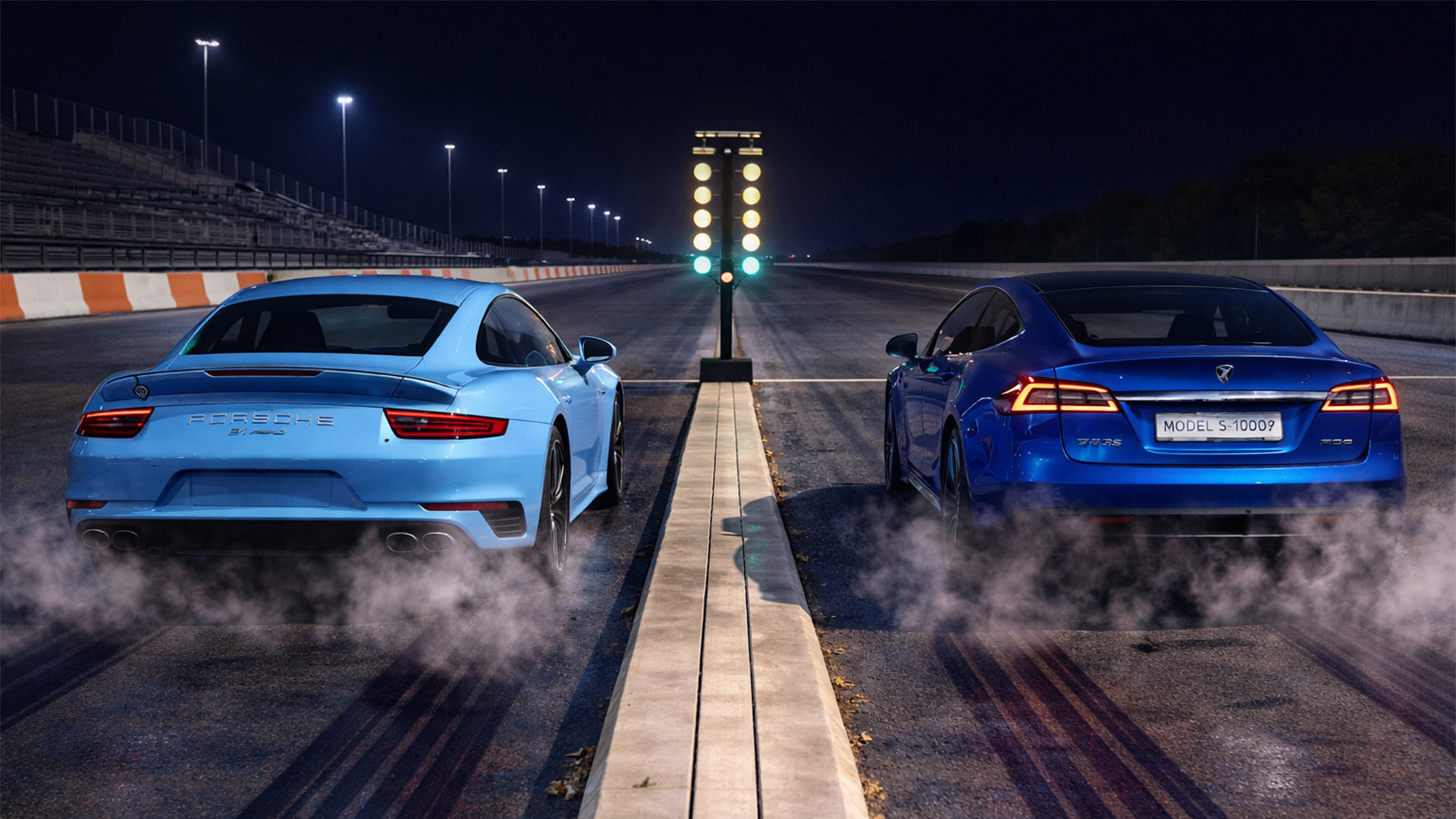 675 HP Porsche Turbo S vs Tesla Model S P100D drag race