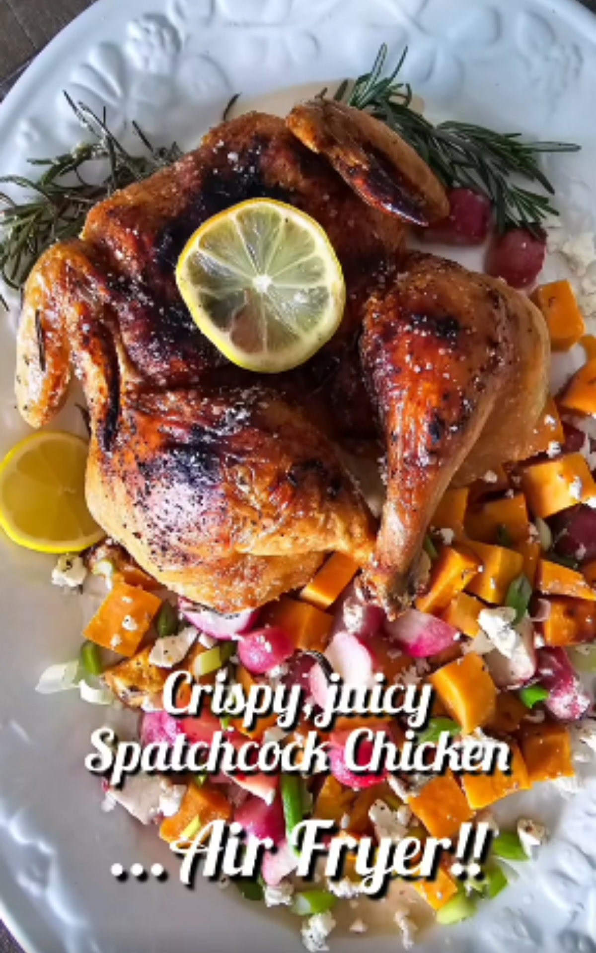Air fryer spatchcock rosemary chicken – juicy & crispy