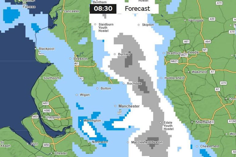 Met Office maps show exact time heavy snow will hit Greater Manchester ...