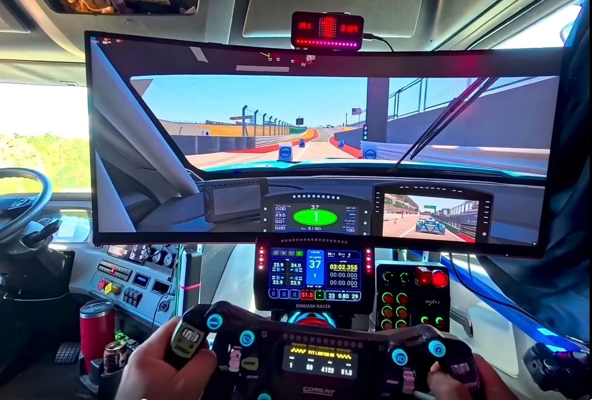 Man creates £4,500 gaming rig in his truck to play driving games when ...