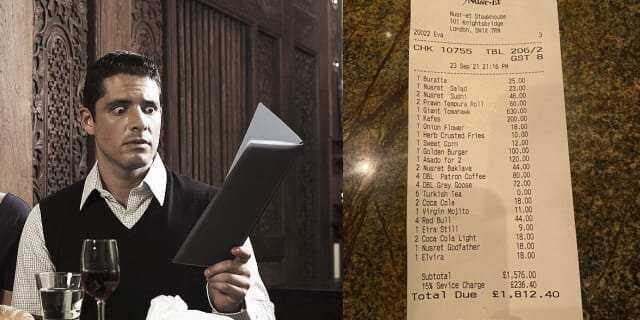A shocking dinner bill at London's expensive restaurant