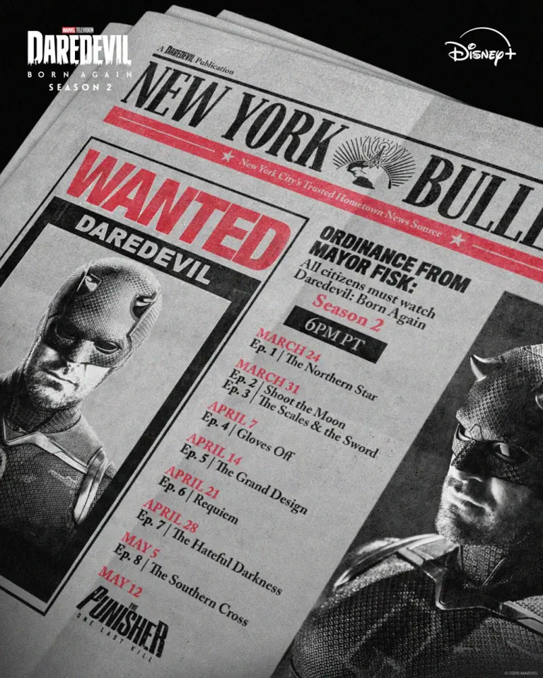Daredevil: Born Again season 2's unique Disney+ release date schedule ...