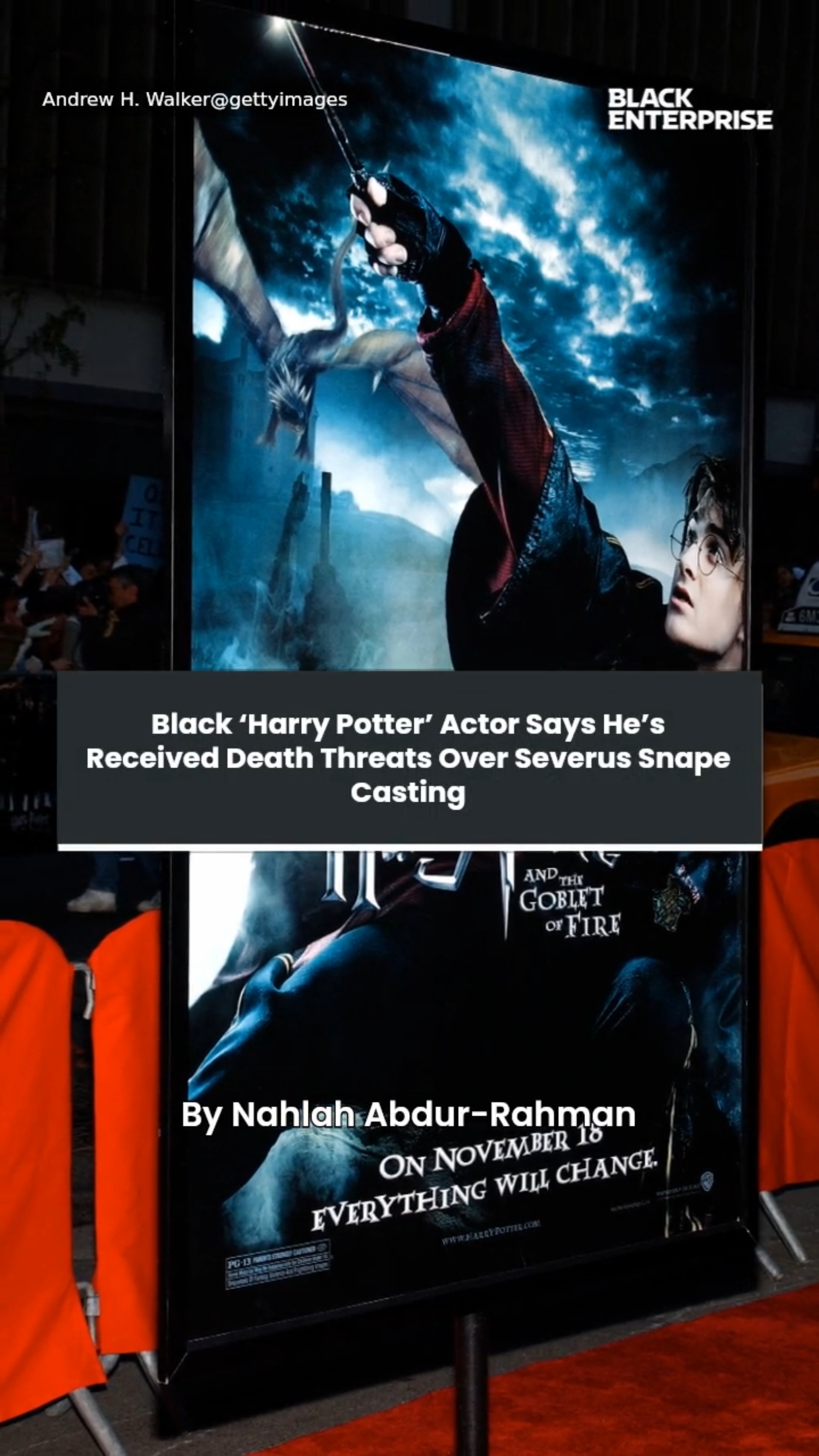 Black 'Harry Potter' actor says he's received death threats over ...