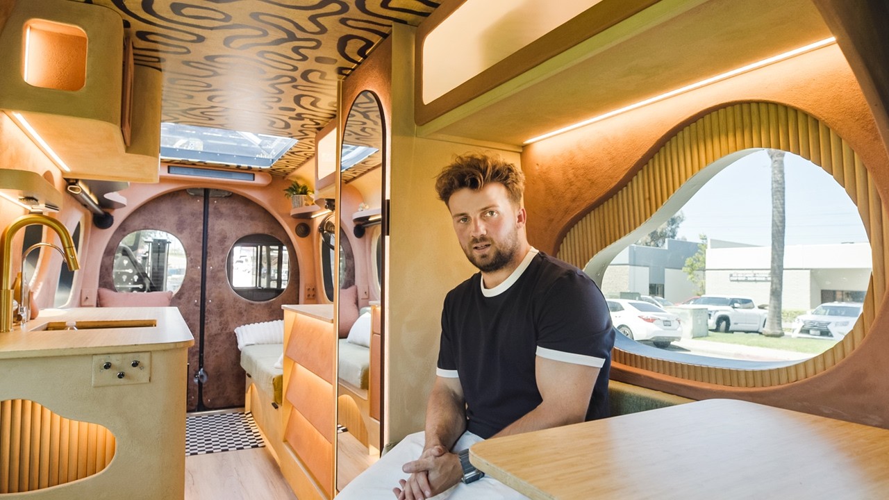 Inside a van home designed for comfort and style
