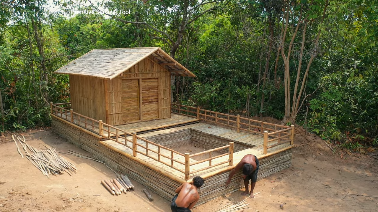 Watch these primitives struggle for days to build a bamboo shelter with ...