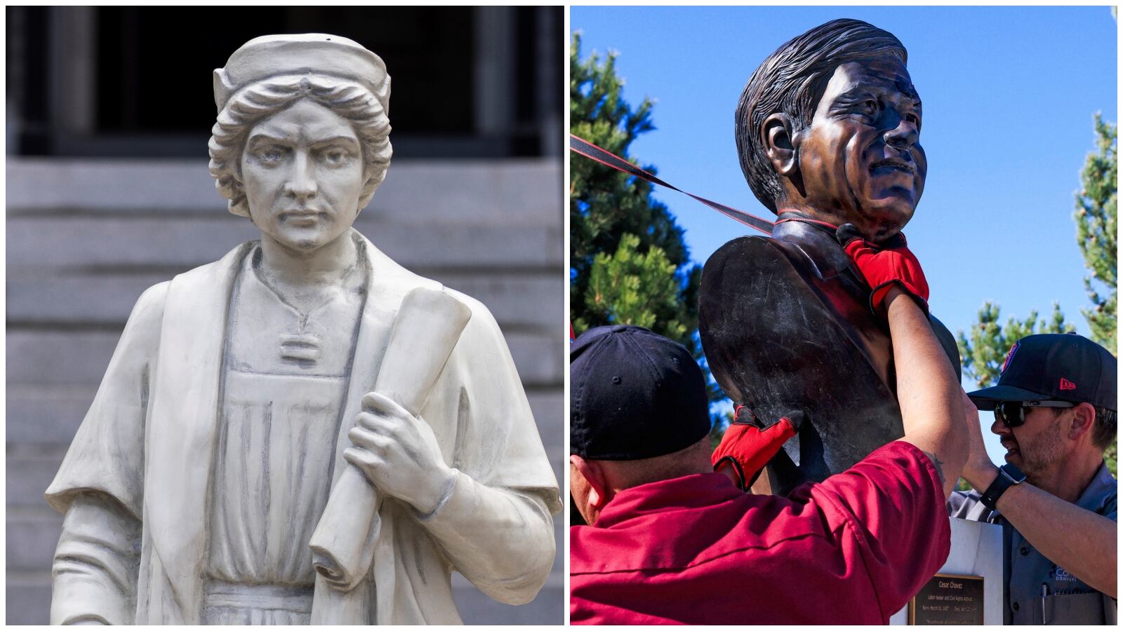 Columbus statue reinstalled at White House as Chávez monuments fall