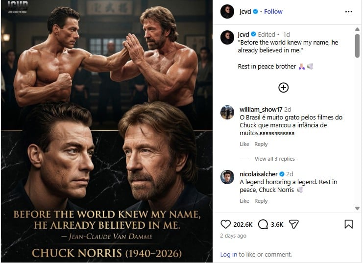 Jean-Claude Van Damme breaks the ice after Chuck Norris’s death as ...