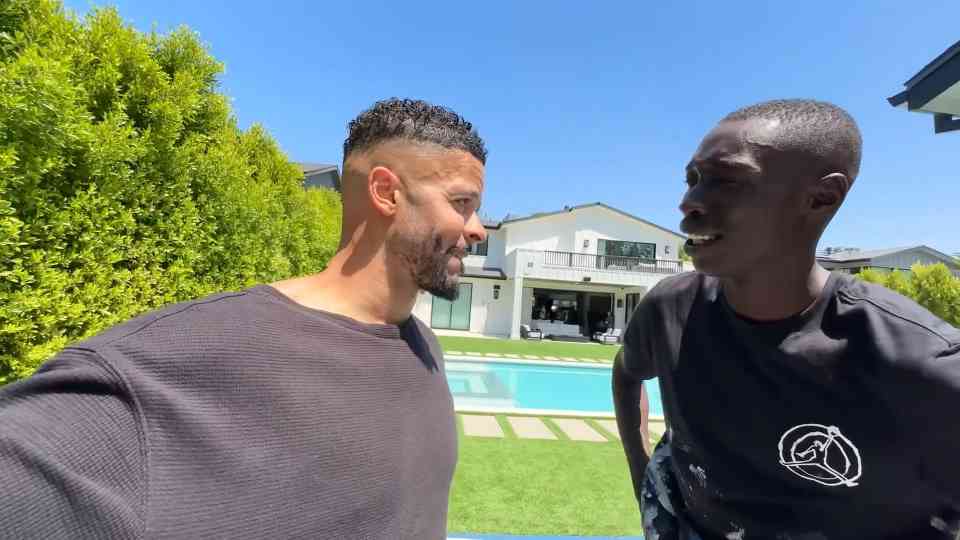 Social media star Khaby Lame joins a football skill challenge