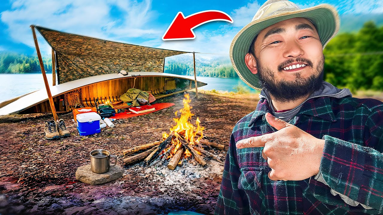 Solo canoe camp | No tent canoe shelter