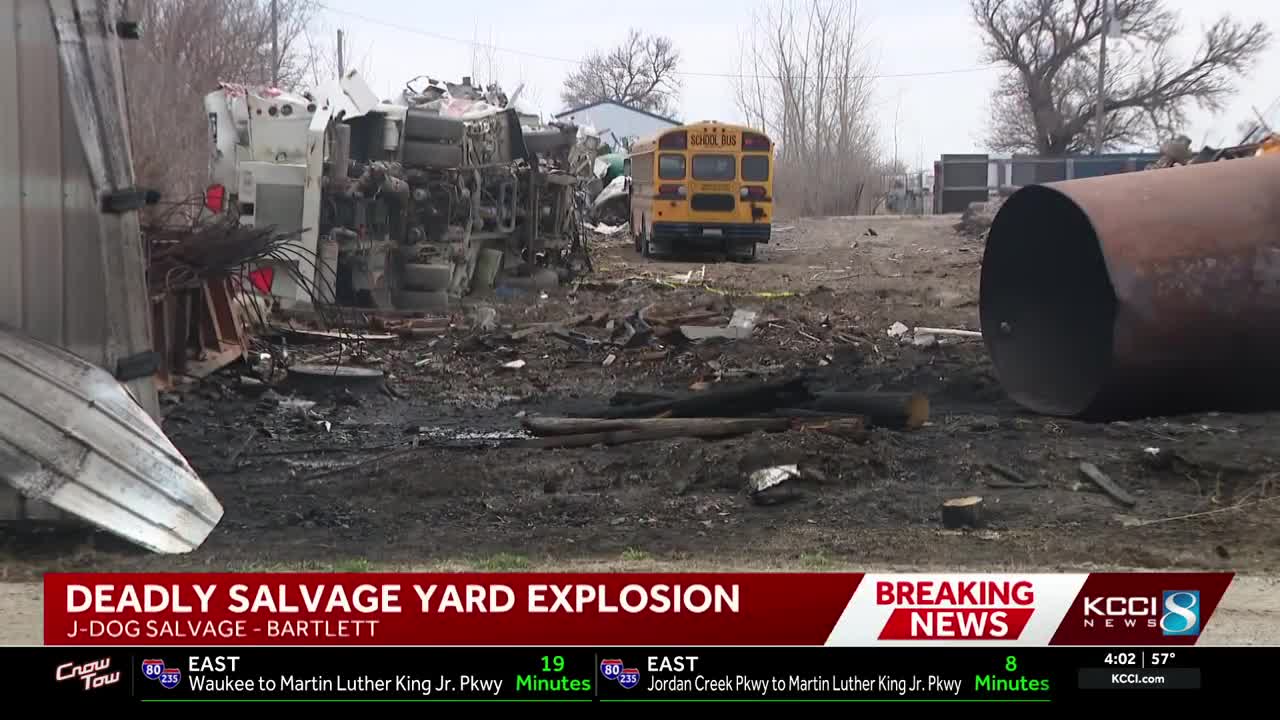 One person dies after explosion at salvage yard in Iowa, officials say
