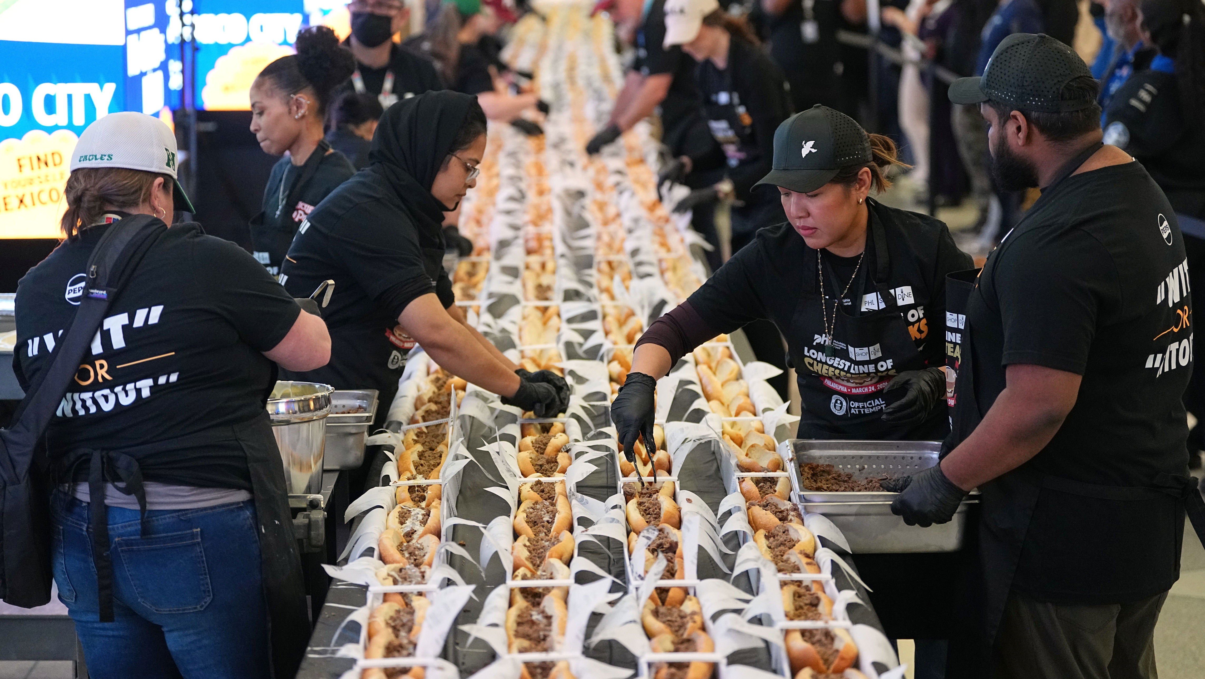 Philadelphia airport sets world record for 'Longest line of cheesesteaks'