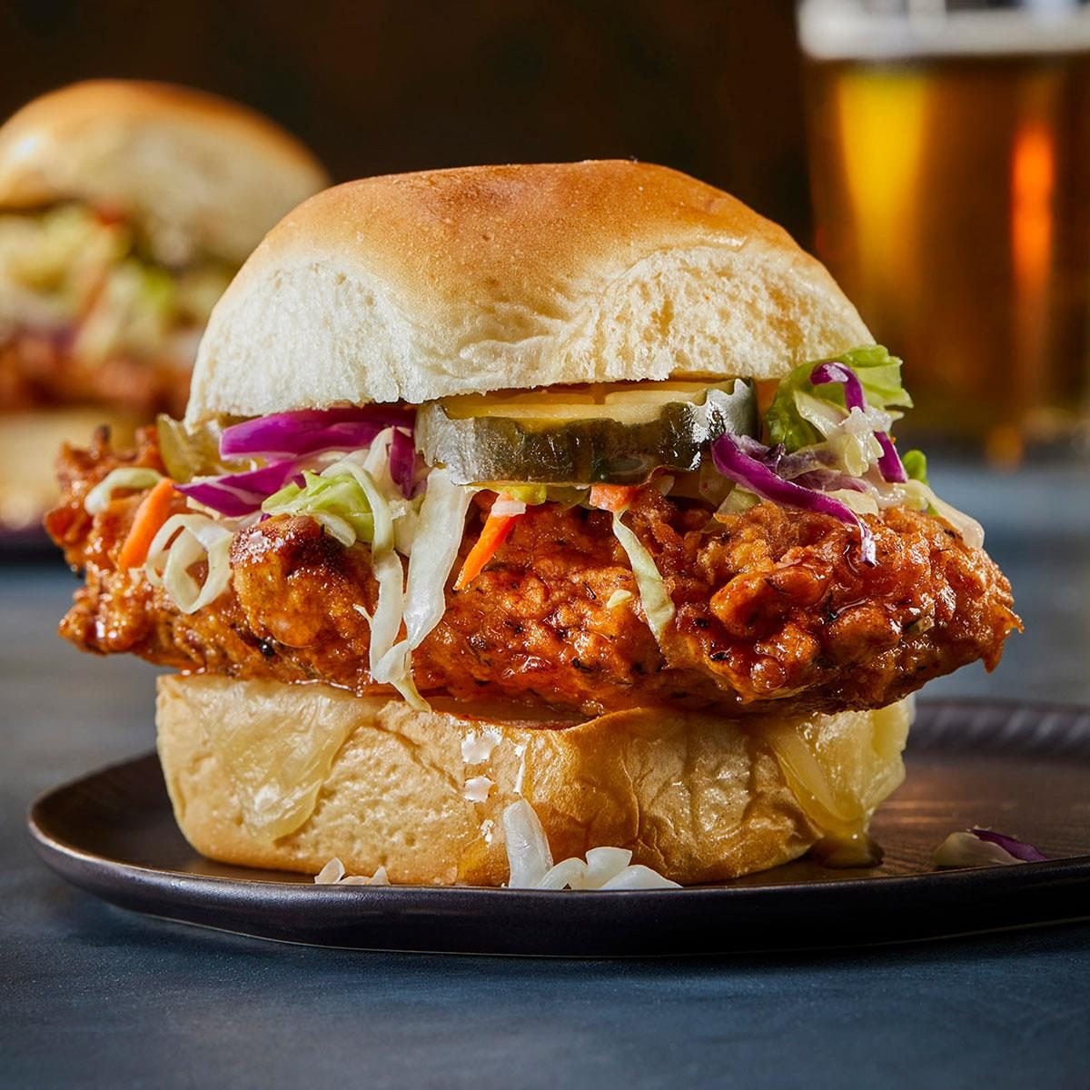 Nashville hot honey chicken sliders