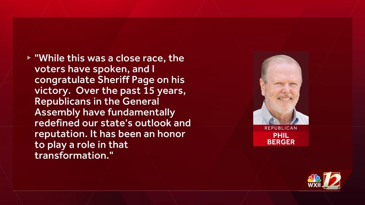 Sen. Phil Berger concedes to Sheriff Sam Page in close race for Senate ...
