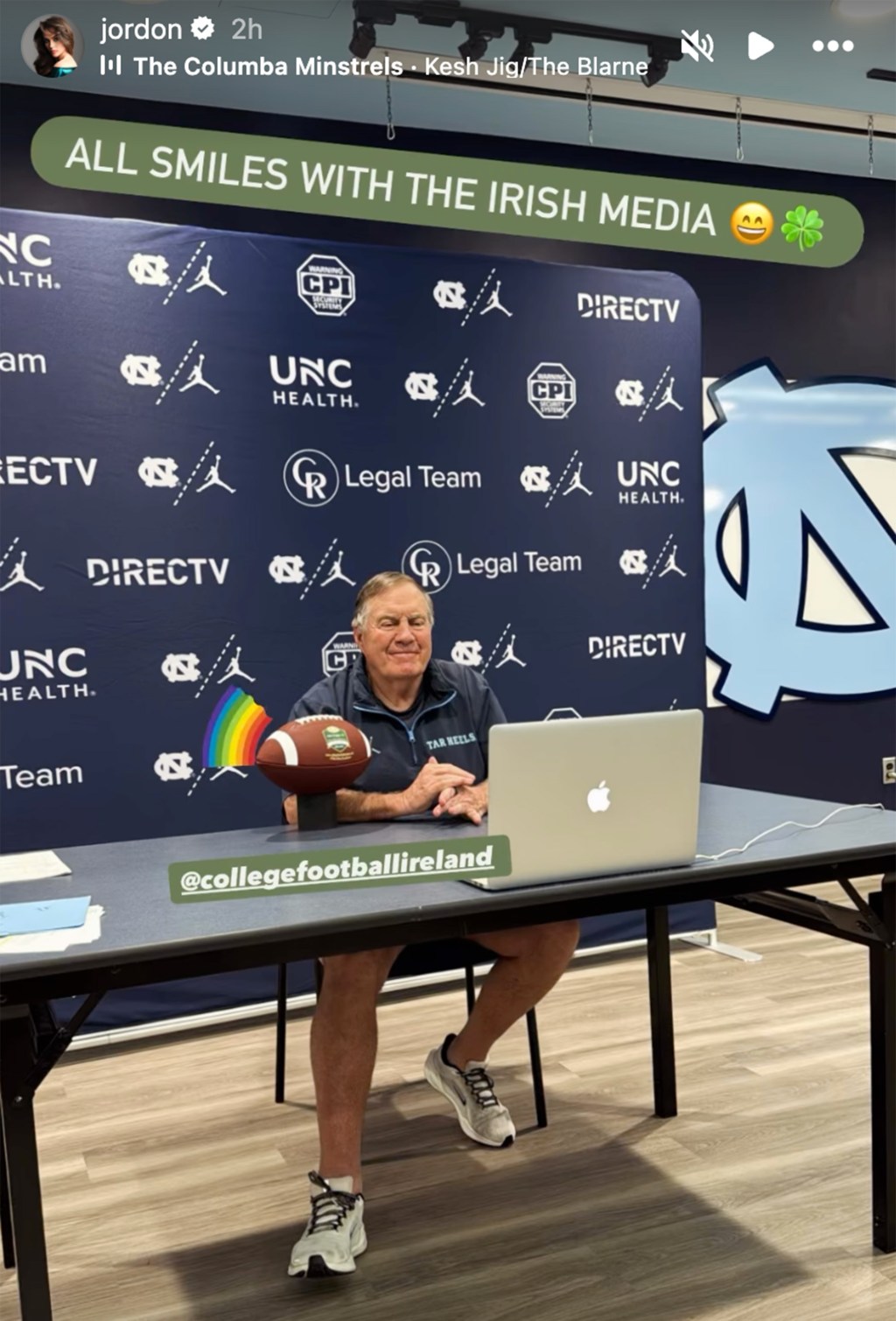 Jordon Hudson supports Bill Belichick as he opens UNC spring practice ...