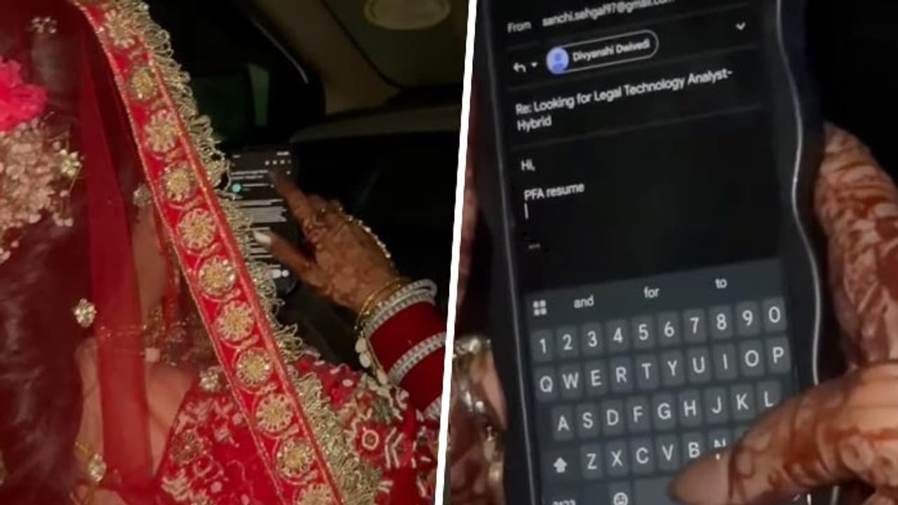 Viral video shows bride submitting job application on wedding day (watch)