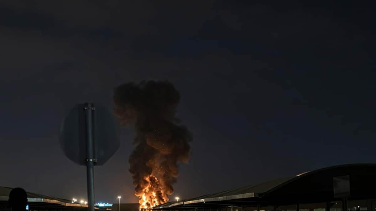 Fire erupts at Kuwait International Airport after drone hits fuel tank