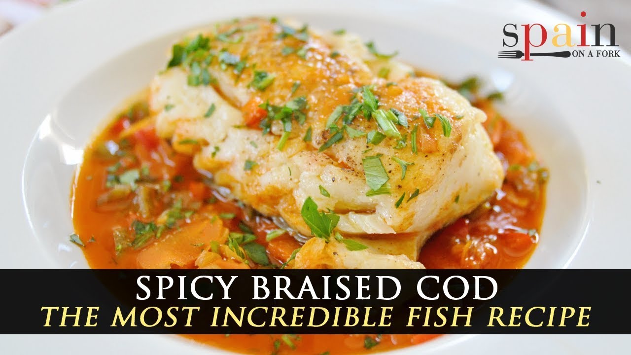 Spicy braised Spanish cod with vegetables recipe