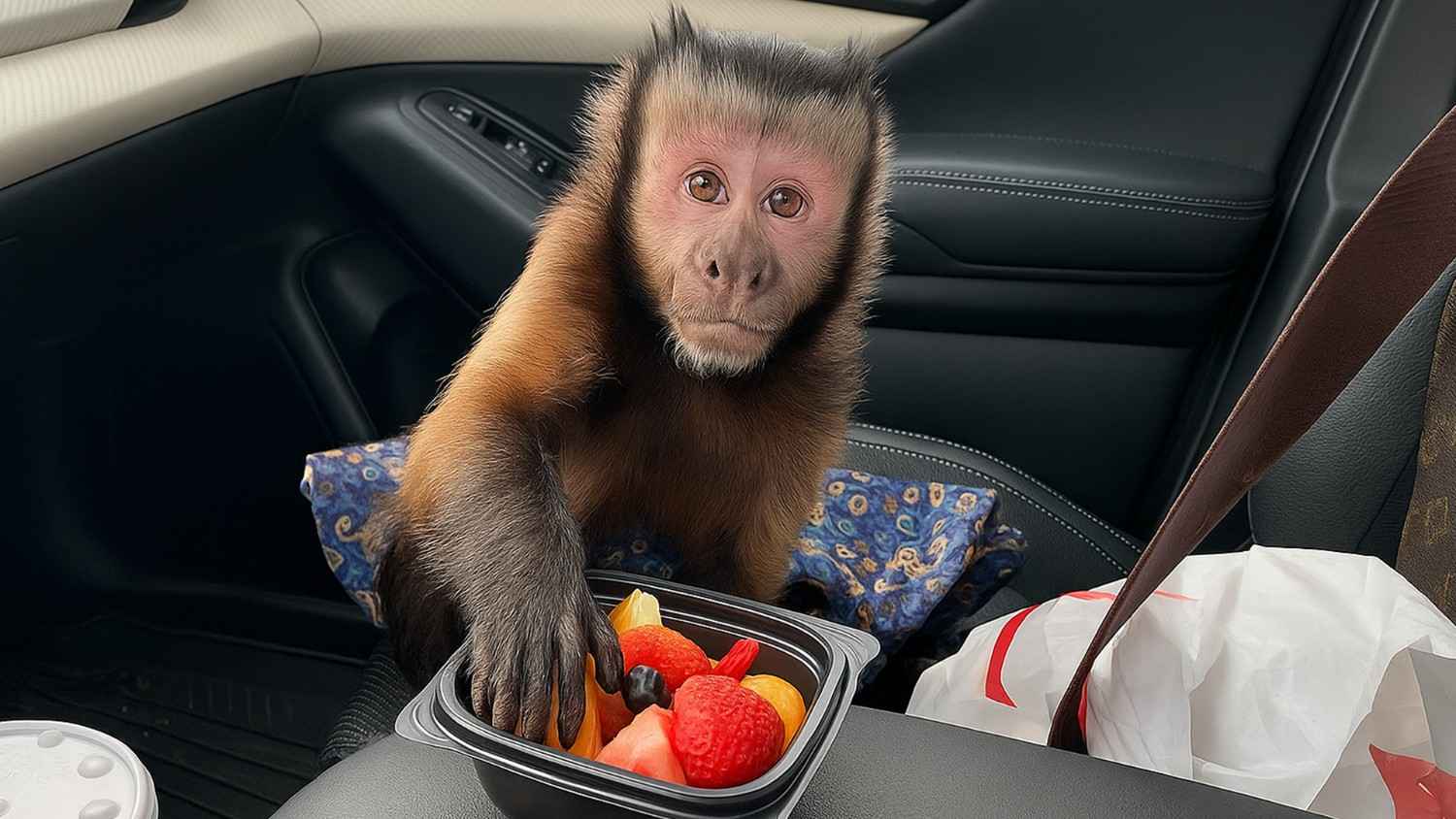 Monkey picks snacks like it knows what it wants